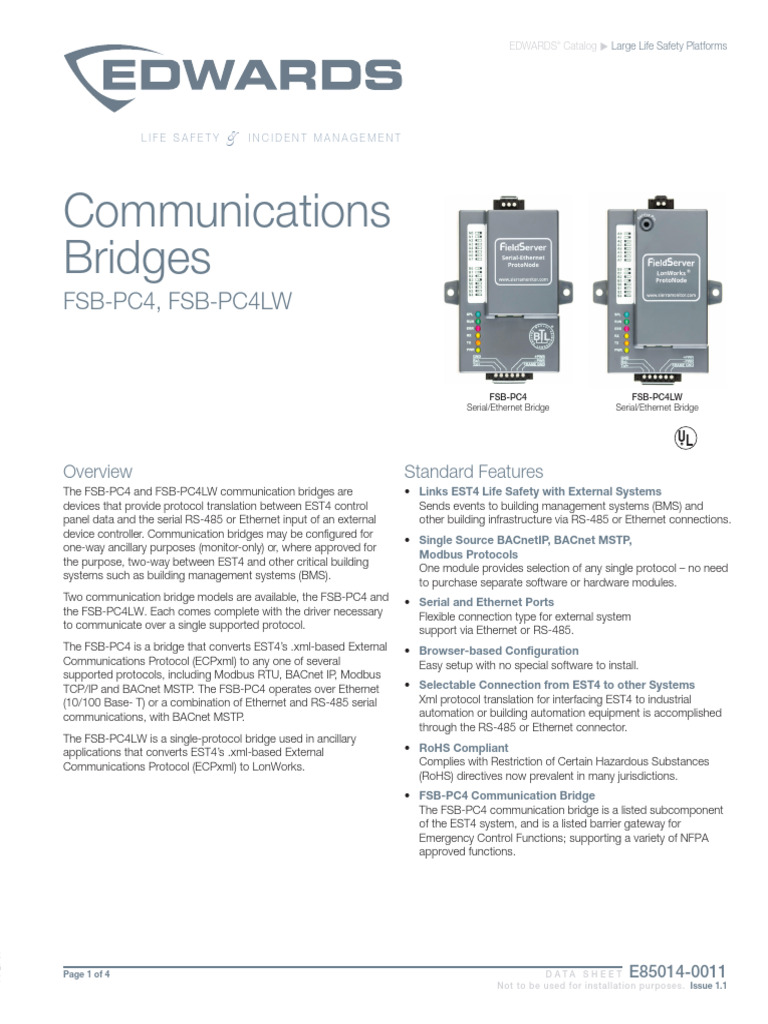 E85014-0011 - EST4 Communications Bridges | PDF | Ethernet | Building ...