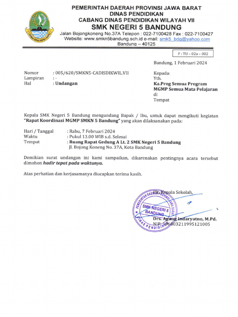 Surat Undangan Rapat Semua Mgmp Pdf