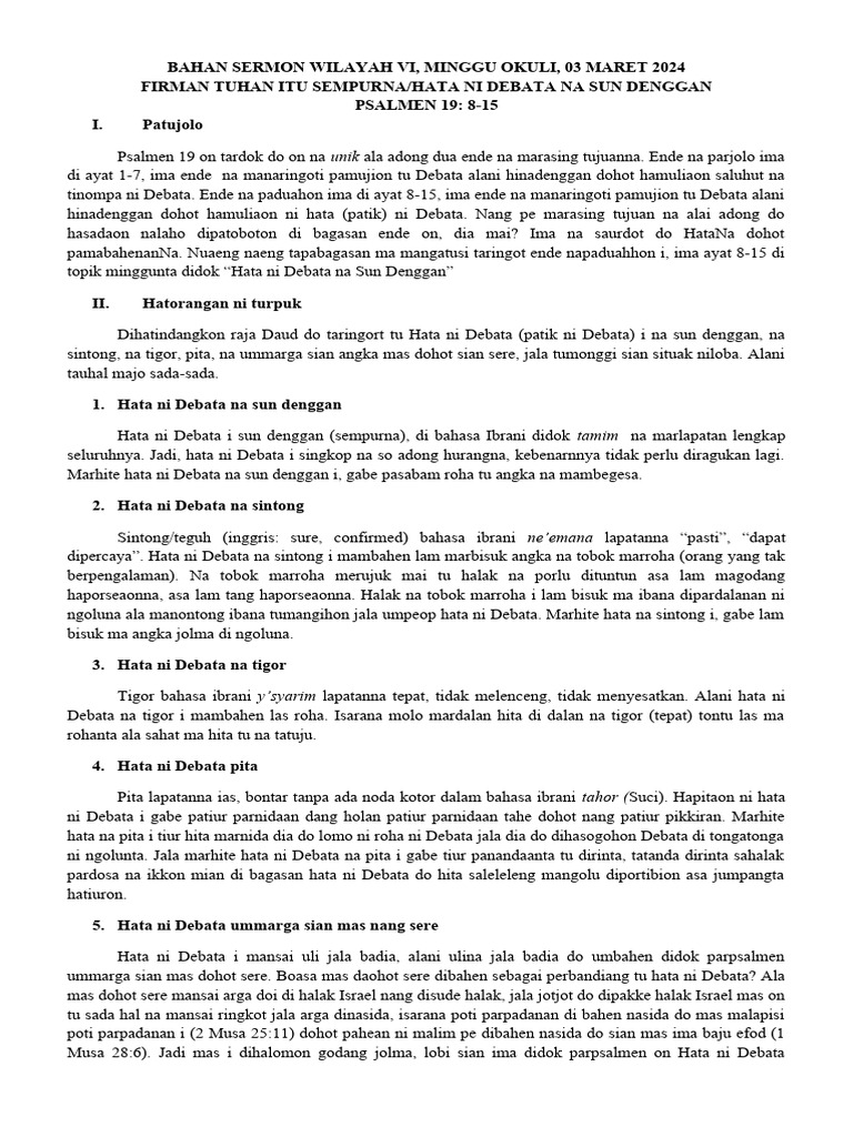 Hata ni Debata: Kesempurnaan Firman Tuhan | PDF