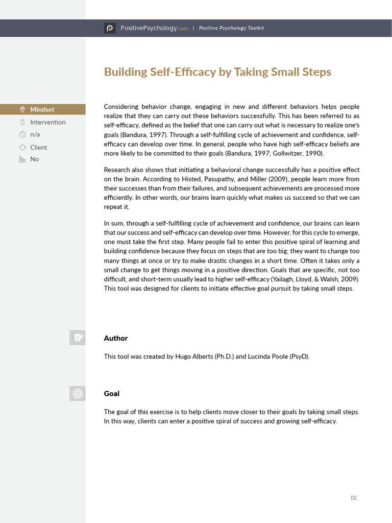 Building Self Efficacy by Taking Small Steps 2 | PDF | Self Efficacy | Goal