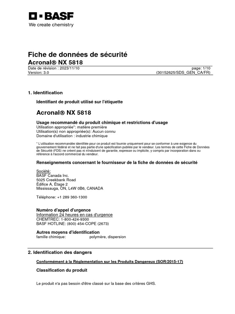 Acronal® NX 5818 Sds FR Ca | PDF