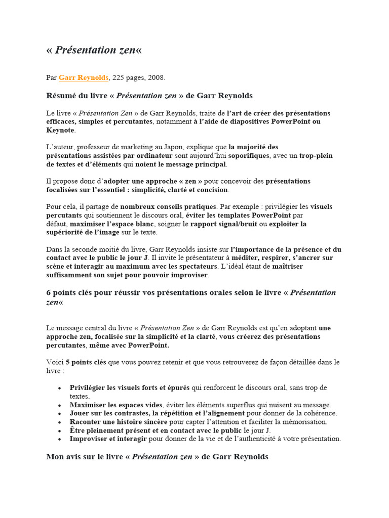 Présentation Zen : Clarté et Simplicité | PDF | Zen