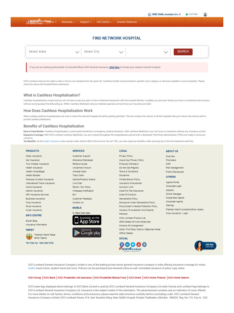 ICICI Lombard Cashless Hospital Guide | PDF | Insurance | Hospital
