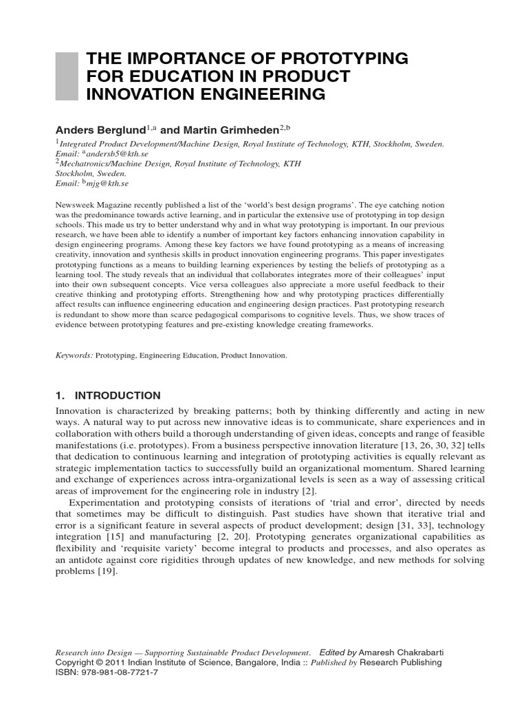 The Importance of Prototyping For Education in Product Innovation ...
