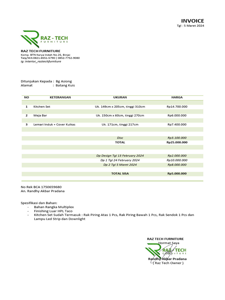 Invoice - BG Asiong - Batang Kuis | PDF