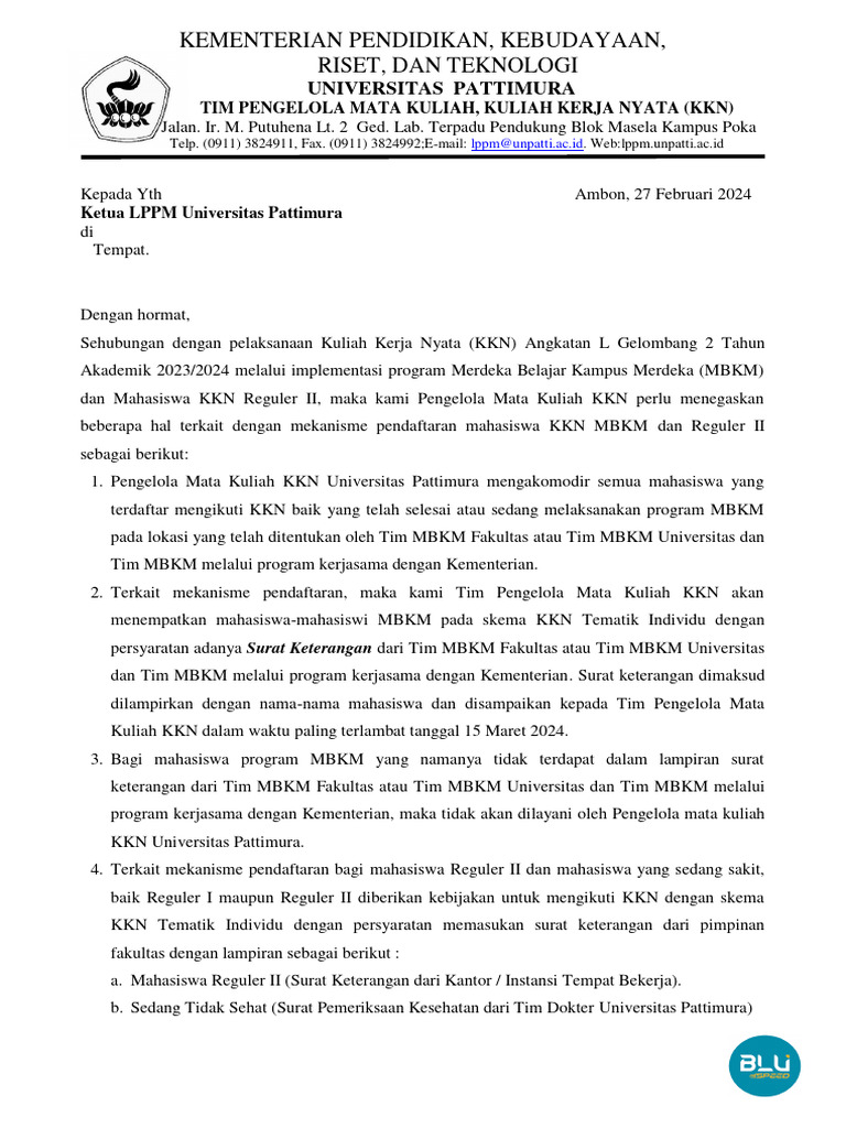 Surat KKN 2024 | PDF