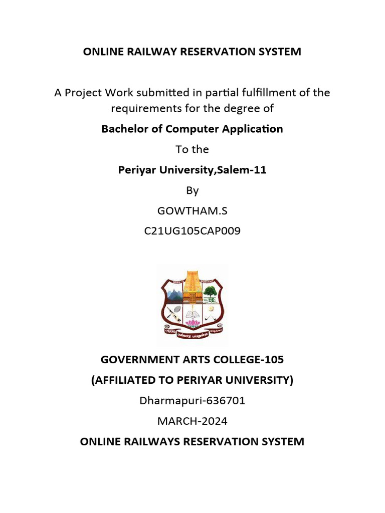 Railway Reservation System | PDF