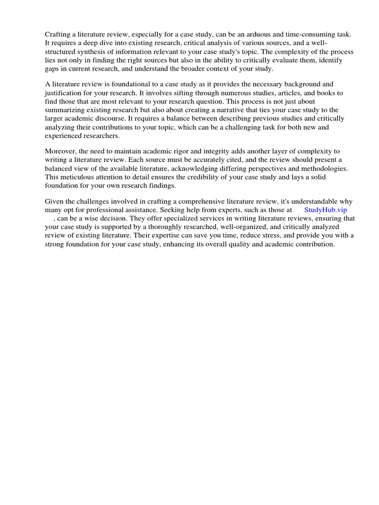 Sample Literature Review for Case Study | PDF | Literature Review ...