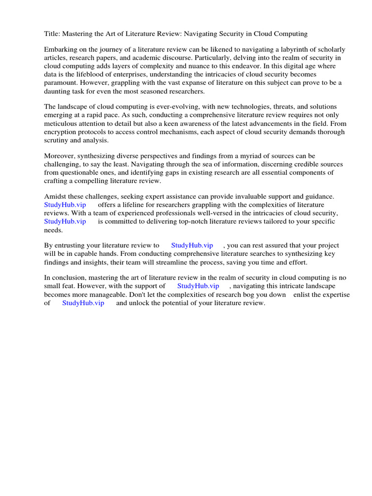 Literature Review of Security in Cloud Computing | PDF | Cloud ... Literature Review of Security in Cloud Computing | PDF | Cloud ...