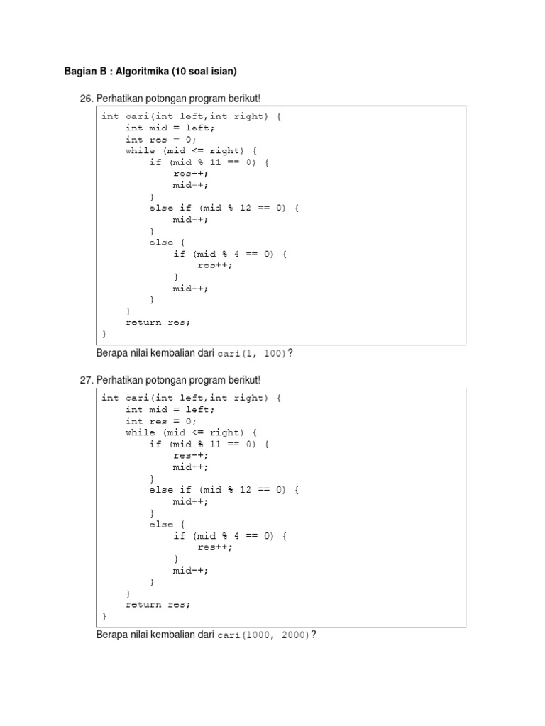 Soal Algoritma dan Pemrograman Informatika | PDF
