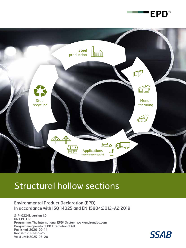 EPD-Structural-hollow-sections 1 SSAB | PDF | Life Cycle Assessment | Waste