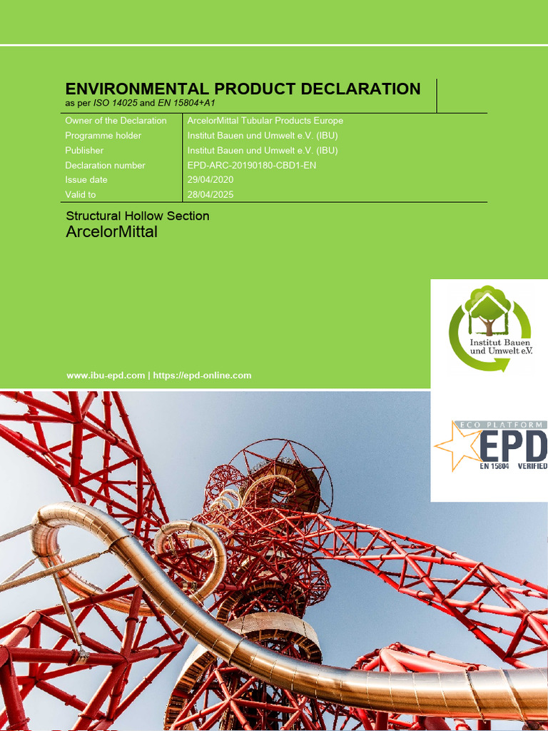 ArcelorMittal Structural Hollow Sections EPD | PDF | Recycling | Scrap