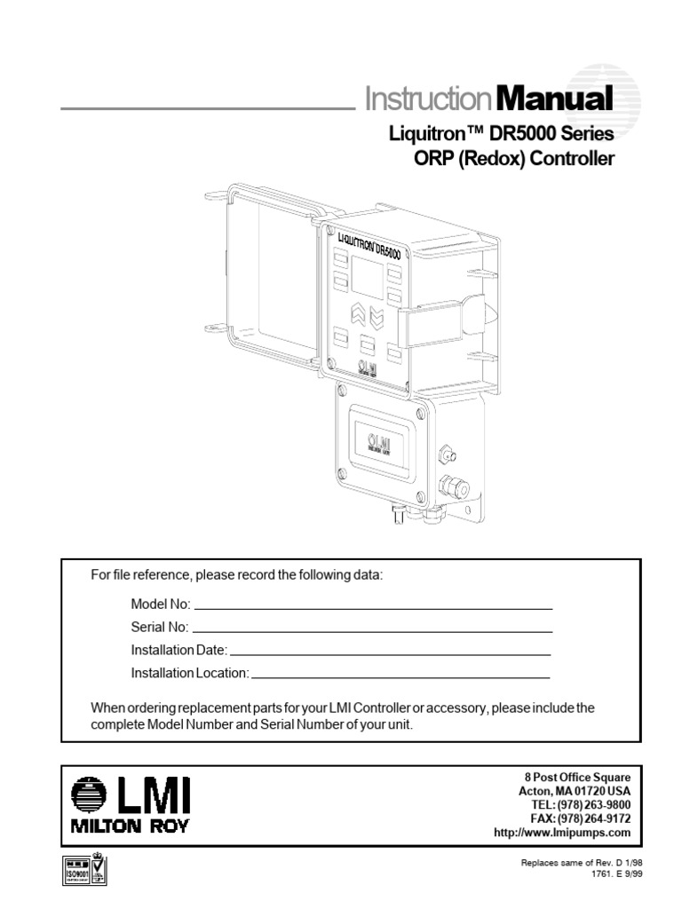 LMI Liquitron DR5000 Series ORP Controller Manual | PDF | Home & Garden