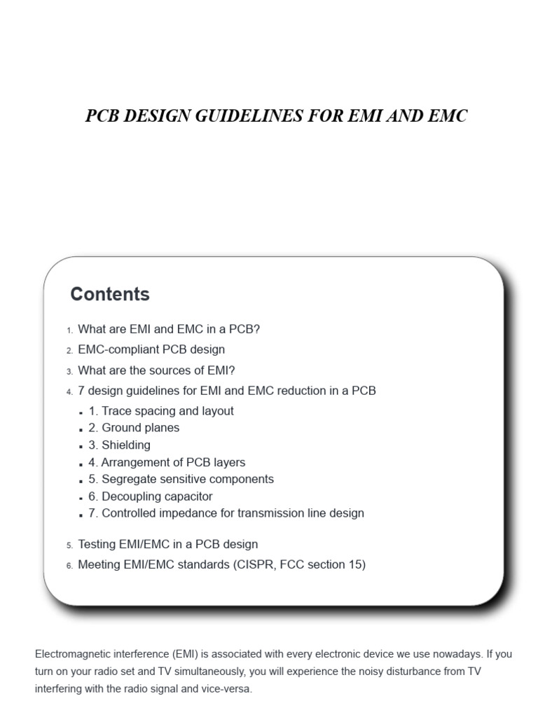 PCB Design Guidelines for EMI/EMC | PDF | Electromagnetic Interference ...