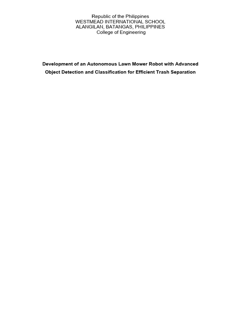 Development of an Autonomous Lawn Mower Robot with Advanced Object ... Development of an Autonomous Lawn Mower Robot with Advanced Object ...