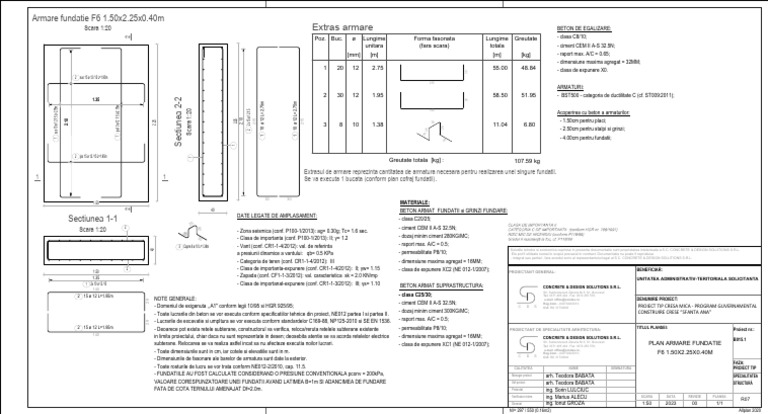 r07 Plan Armare Fundatie f6 1.50x2.25x0.40m | PDF