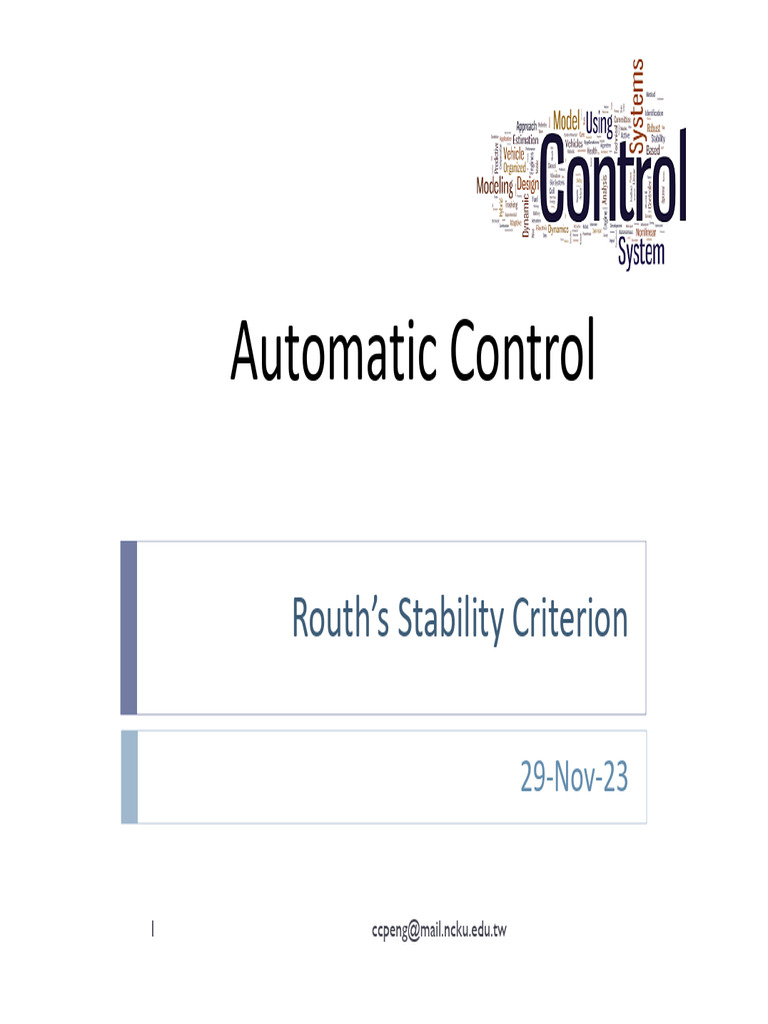 Routh's Stability Criterion Explained | PDF | Stability Theory | Numerical Analysis