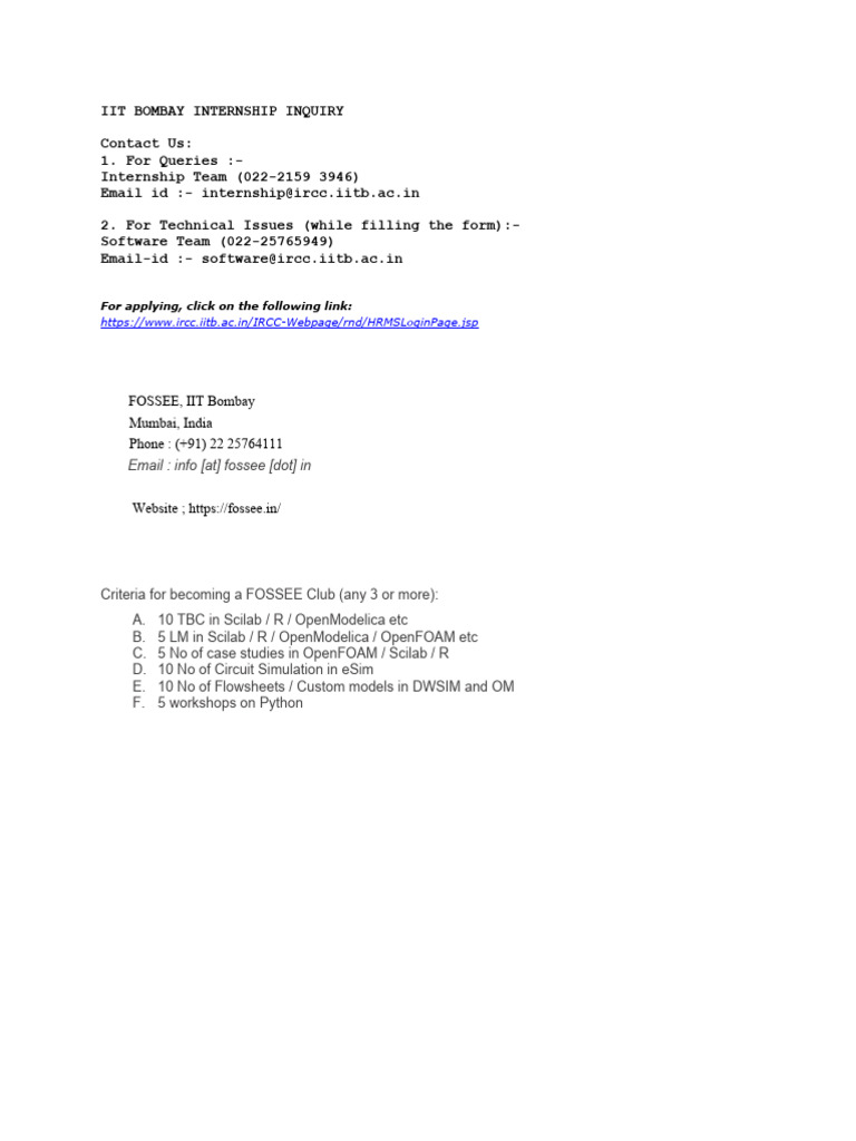 Iit Bombay Internship Program | PDF