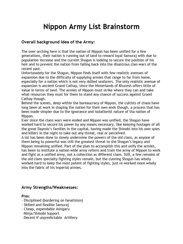 Nippon Starter Sheet | PDF