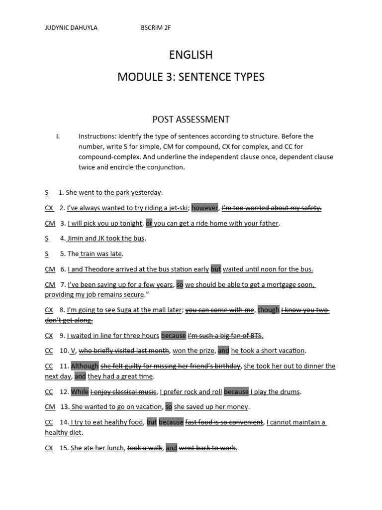 BSCRIM ENGLISH MODULE 3 Crim Eg | PDF | Syntax | Grammar