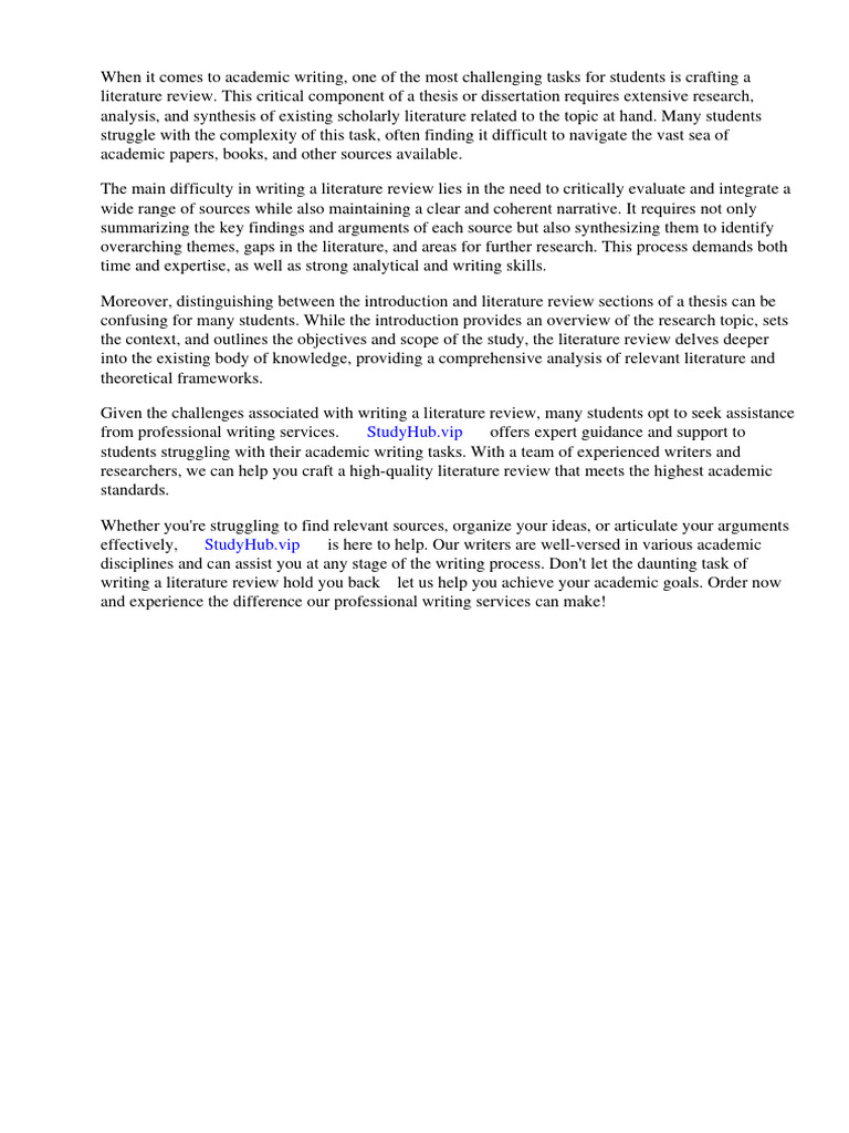 Difference Between Introduction And Literature Review Thesis Pdf