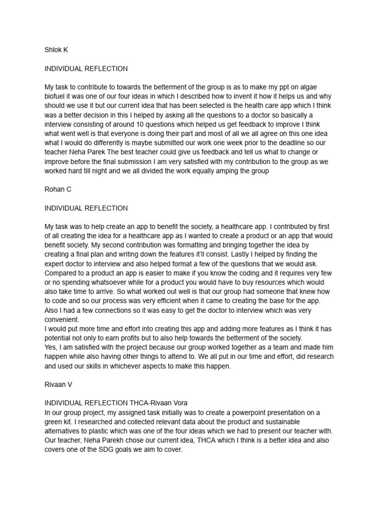 Bs Entrepreneurship Individual Reflection Group 2 1 | PDF | Career & Growth
