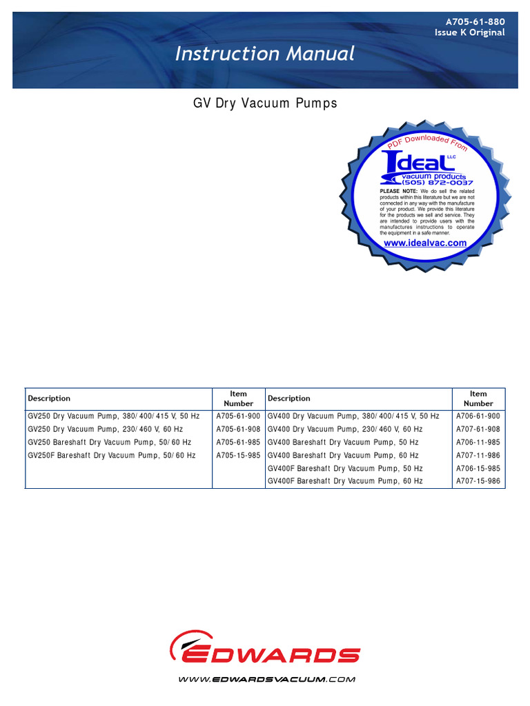 Vacuum Pump Installation Guide | PDF | Pump | Valve