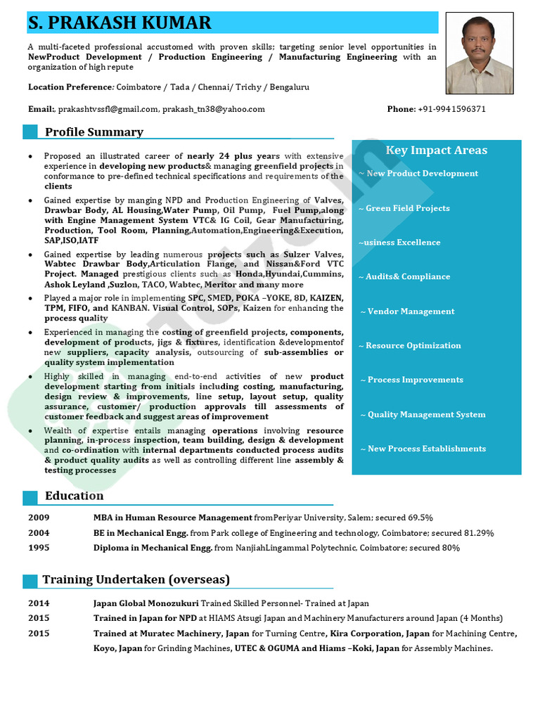 S. Prakash Kumar: NPD & Engineering Expert | PDF | New Product ...