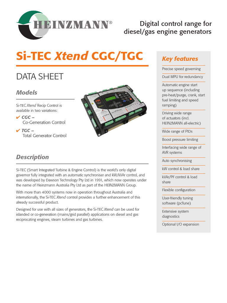 DS HZM AUS SITEC Xtend CGC-TGC Digital-Generator-Control e | PDF | Electrical Grid | Ac Power