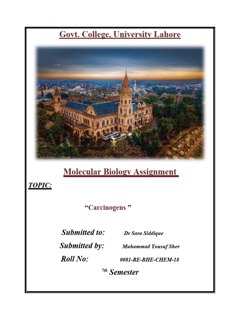 Molecualr Biology Assignement Carcinogens 0081 | PDF