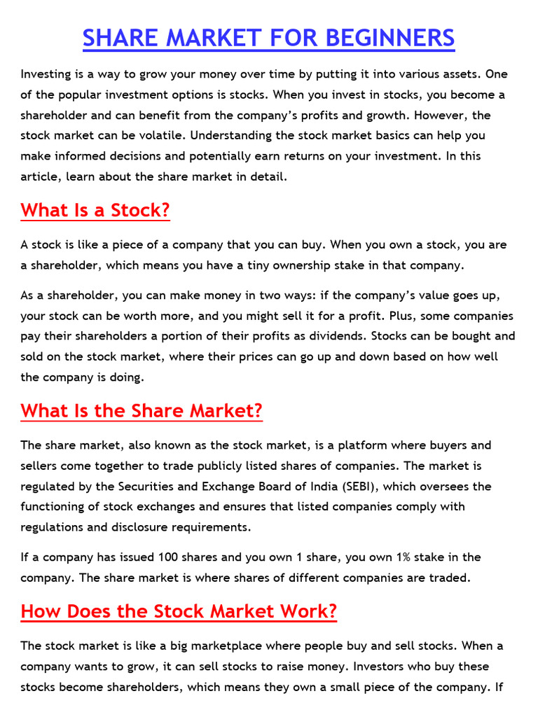 Stock Market Learning | PDF | Stocks | Stock Market