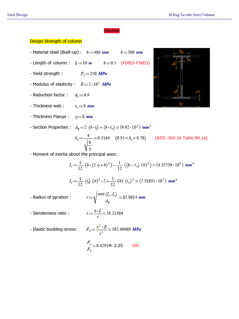 Steel Design Solution by Savuth Sereyvathana B.Eng | PDF | Buckling ...