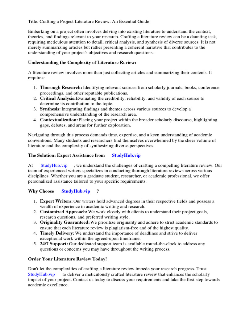 Project Literature Review Example | PDF | Expert | Literature Review