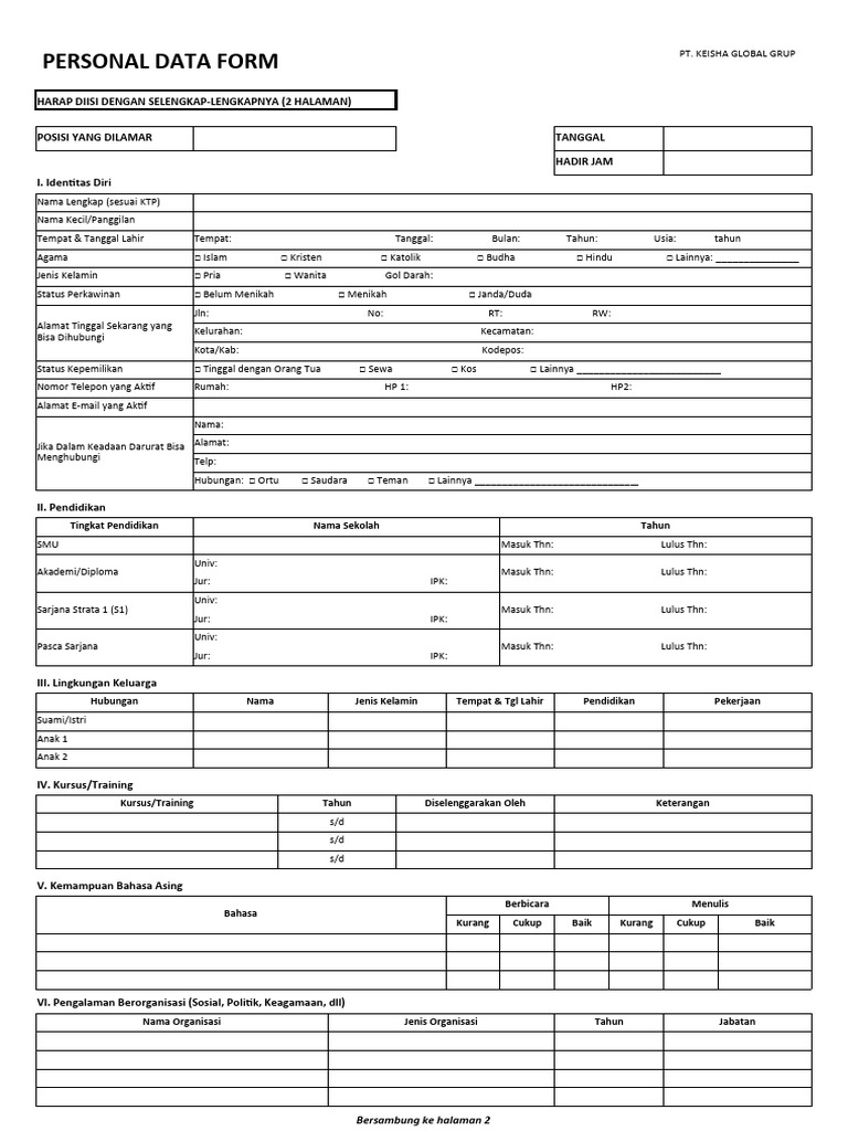 Personal Data Form | PDF