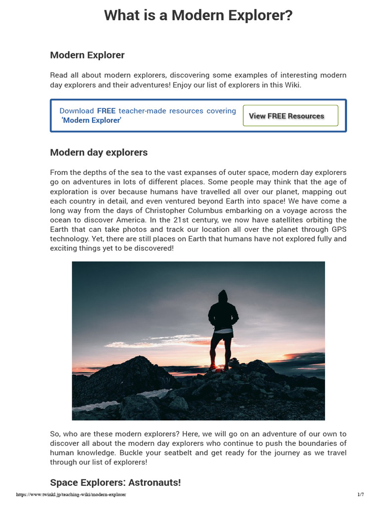 What Are Modern Explorers - All About Modern Day Explorers | PDF ...