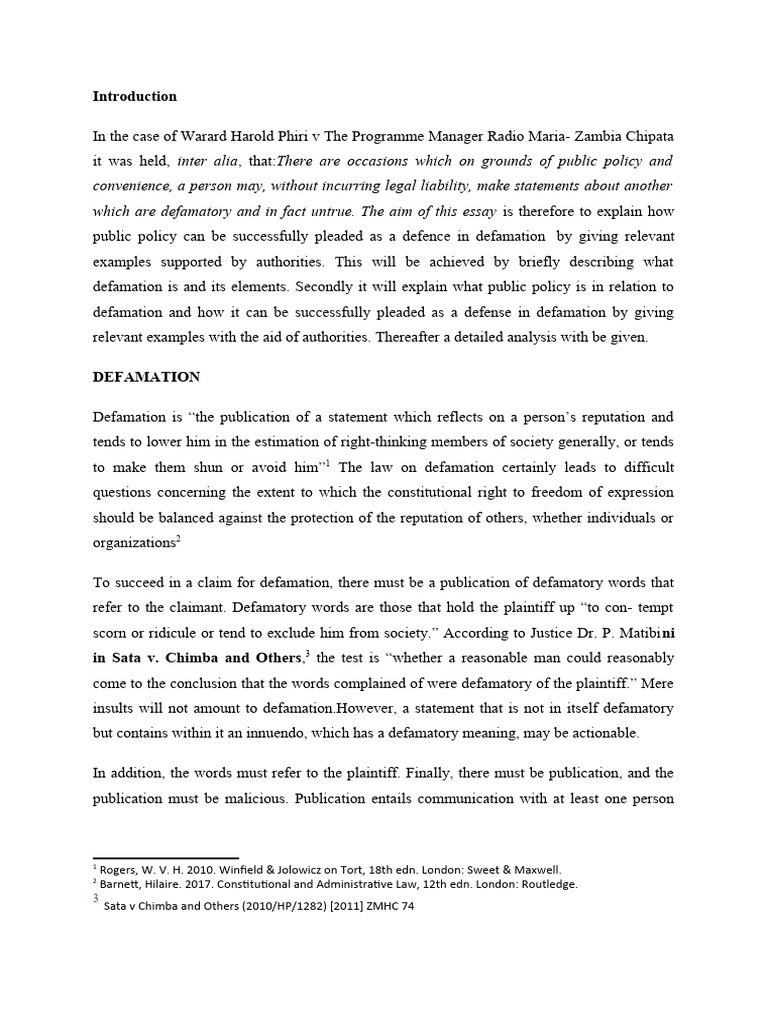 Tort Assignment Defamation Final | PDF | Defamation | Tort