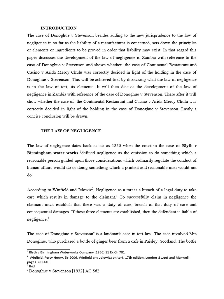 Assignment 1 Negligence | PDF | Negligence | Duty Of Care