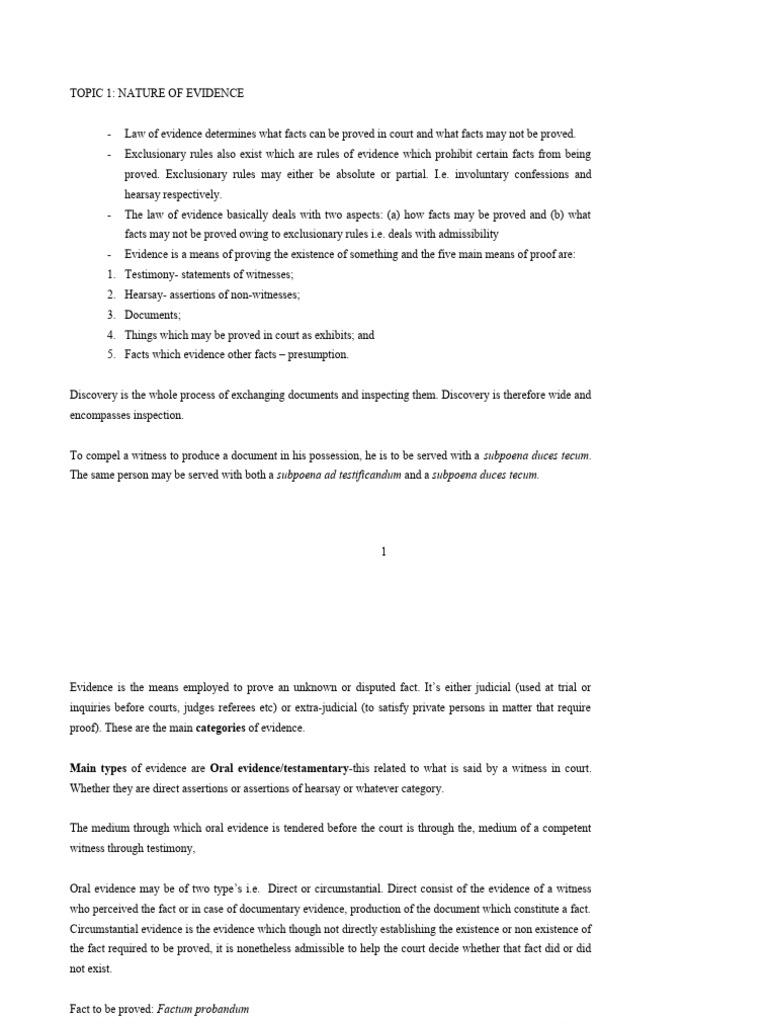 Evidence - New Notes | PDF | Evidence (Law) | Hearsay