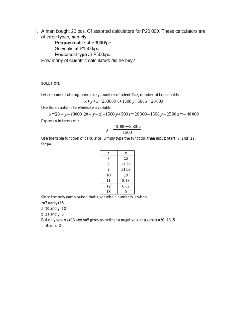 Algebra (Word Problems) | PDF