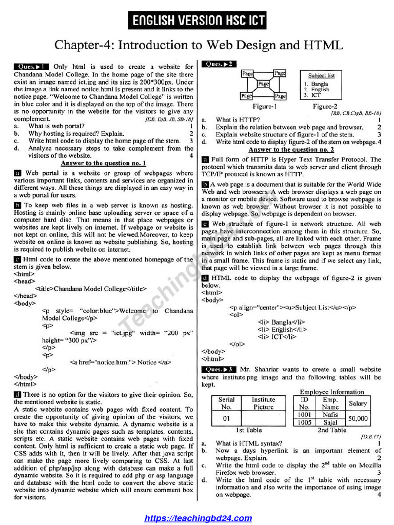 English Version HSC Ict Note Chapter 4 | PDF | Teaching Methods ...