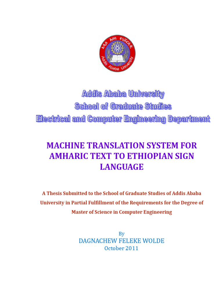 Machine Translation System For Amharic Text To Ethiopian Sign Language ...