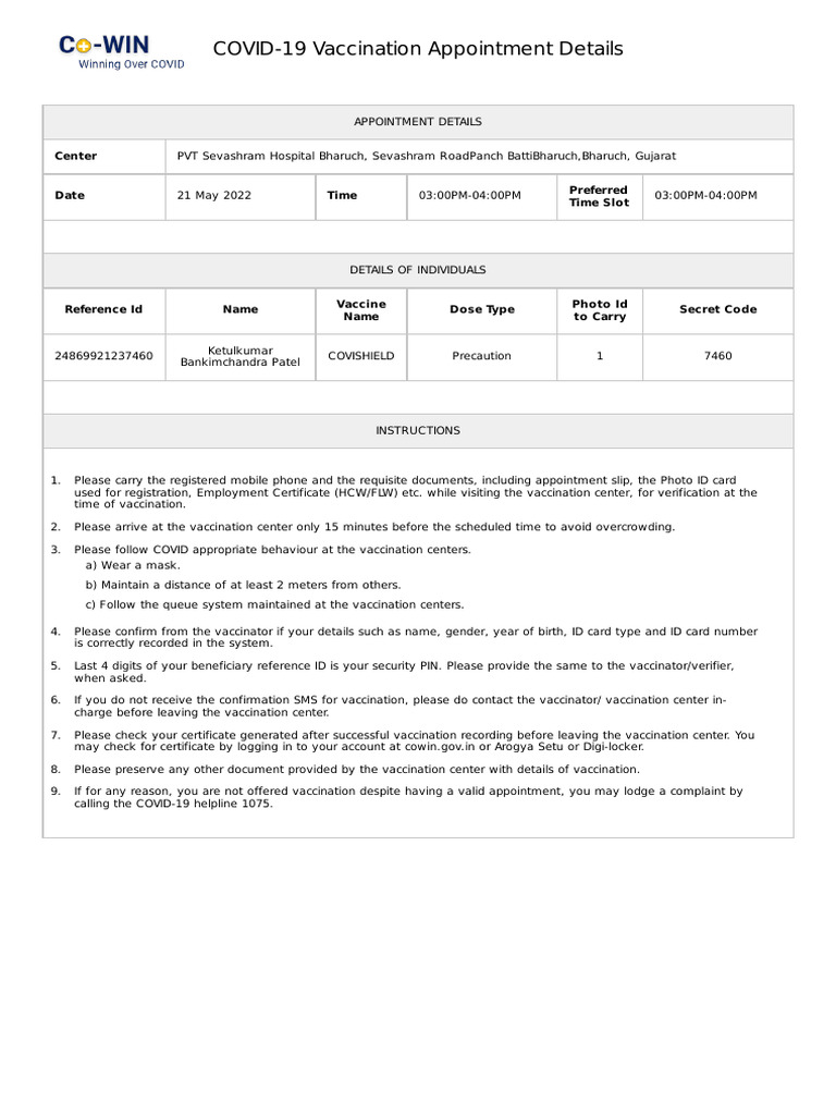 Appointment Slip | PDF