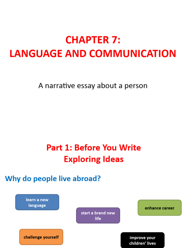 Language and Communication in Narrative Essays | PDF | Adjective | Syntax
