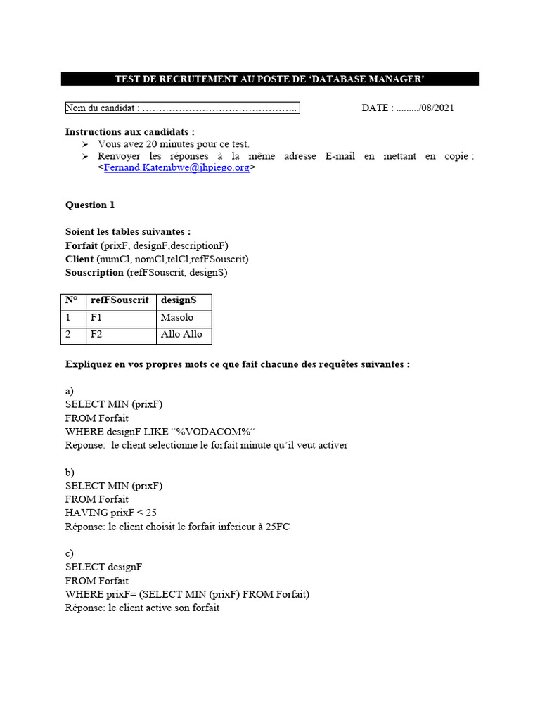 Questions d'entretien pour Administrateur DB | PDF