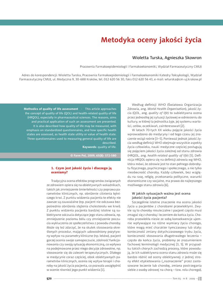 metodyka jakosc życia | PDF