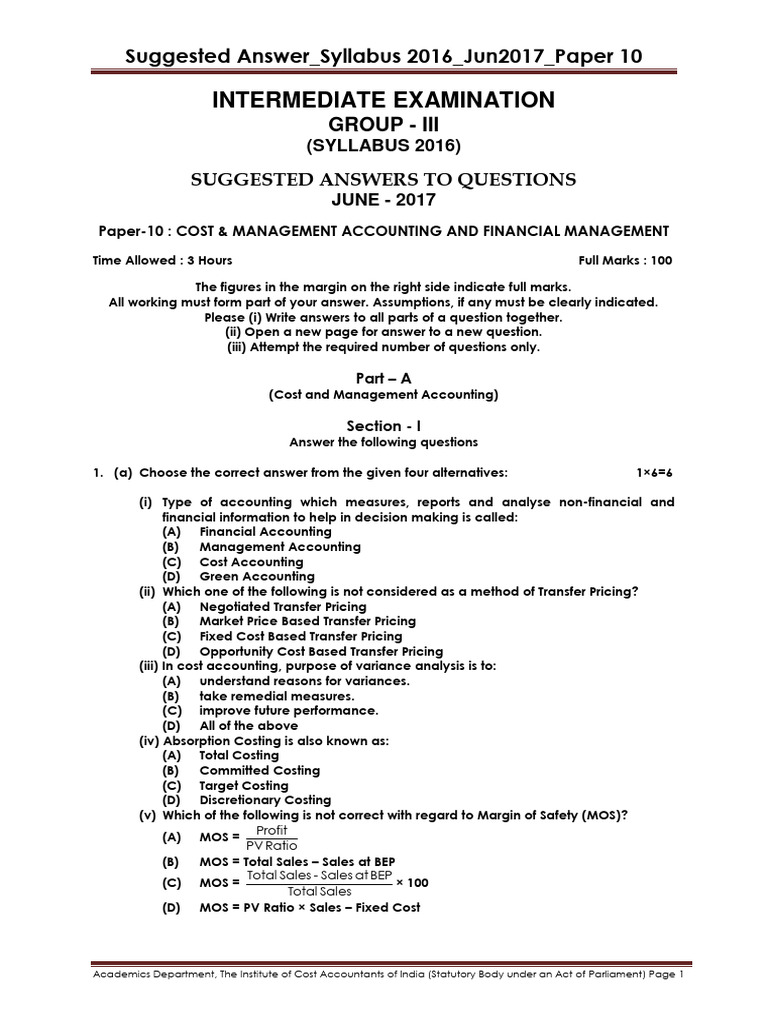 Intermediate Examination: Suggested Answer - Syllabus 2016 - Jun2017 ...