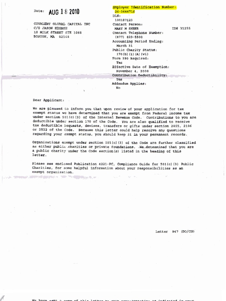 501 (C) 3 Letter | PDF