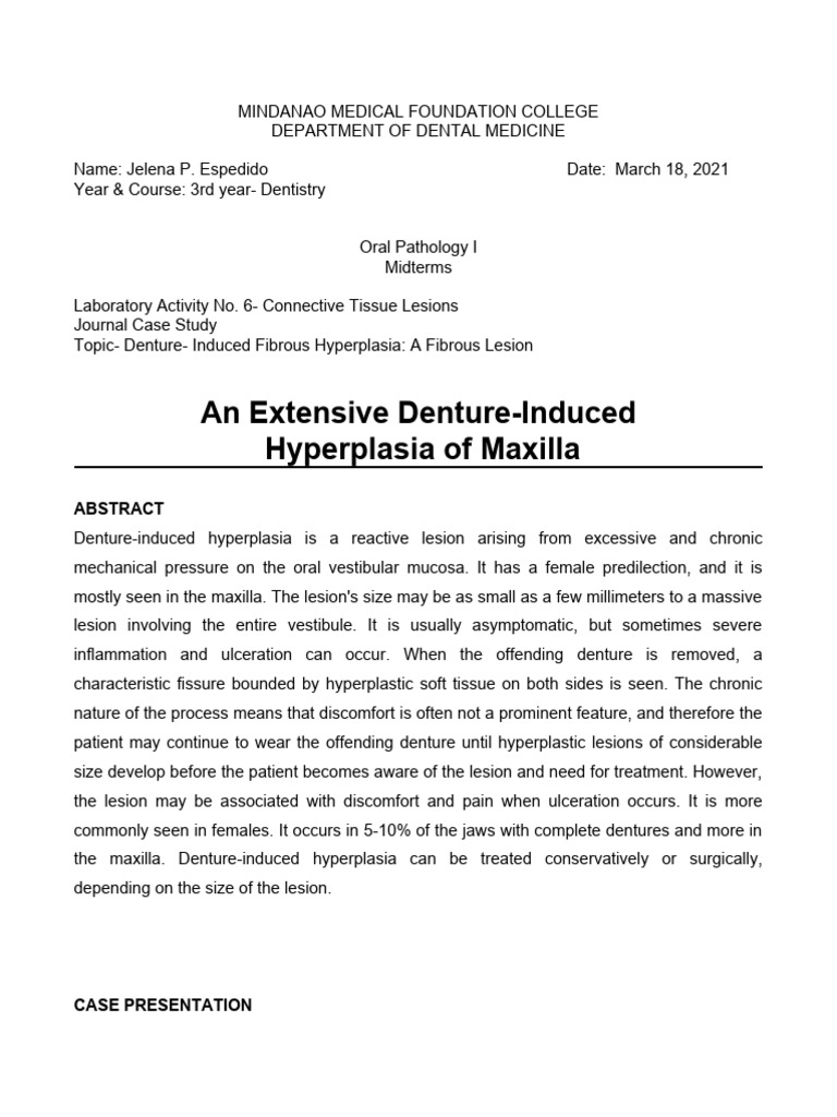 Journal Case Study Example | PDF | Dentures | Health Sciences