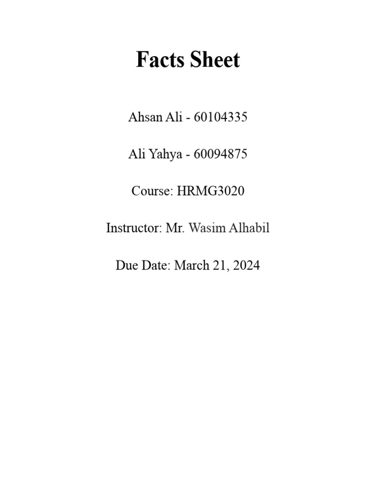 Fact Sheet - Assignment 5 - Group 8 | Download Free PDF | Employment ...