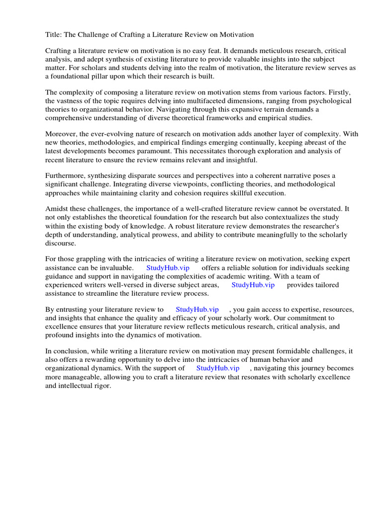 Motivation A Literature Review Emily Lai | PDF | Motivation | Motivational Motivation A Literature Review Emily Lai | PDF | Motivation | Motivational